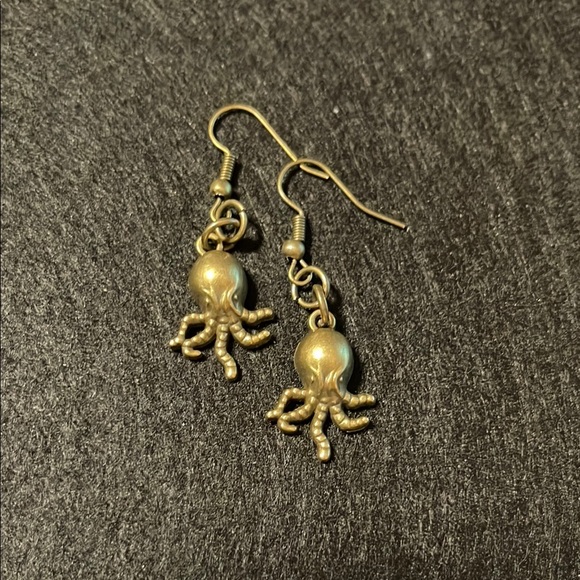 The Coin Jug | Jewelry | Gold Octopus Charm Earrings With Intricate ...